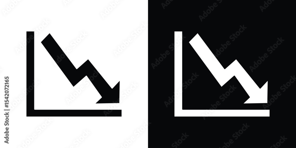 Arrow trend-down icon black silhouette for web, and mobile app Stock ...