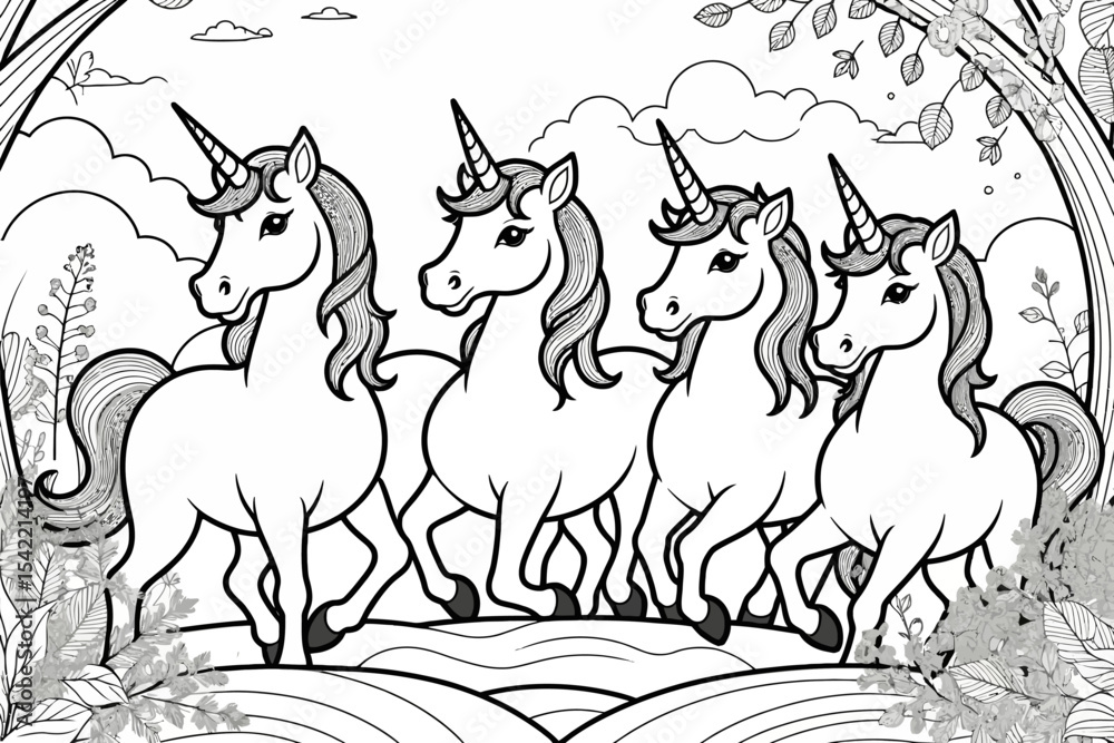 Praca wektorowa bez tantiem: Unicorn Coloring Page for Kids - Printable ...