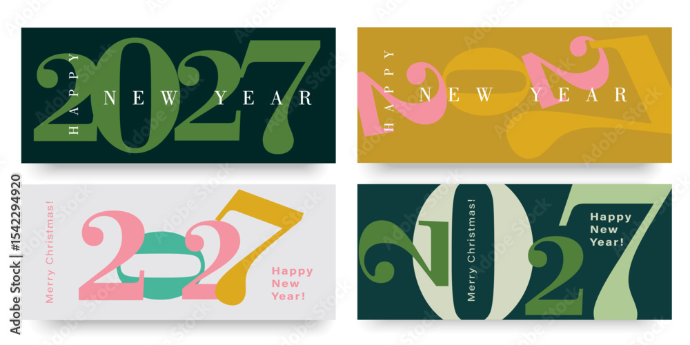 Colorful 2027 numbers – New Year and Christmas vector background ...