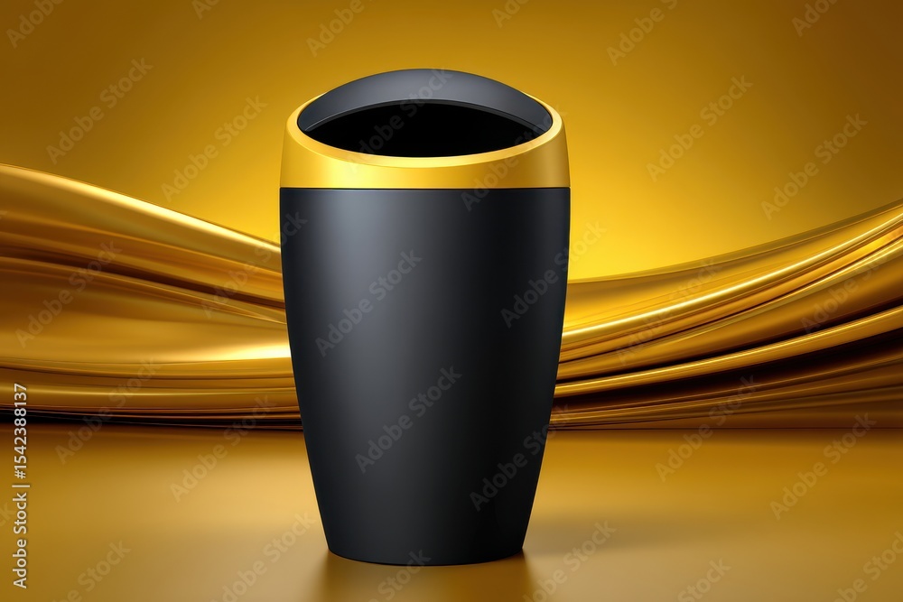Elegant black and gold waste bin creates a striking focal point in ...