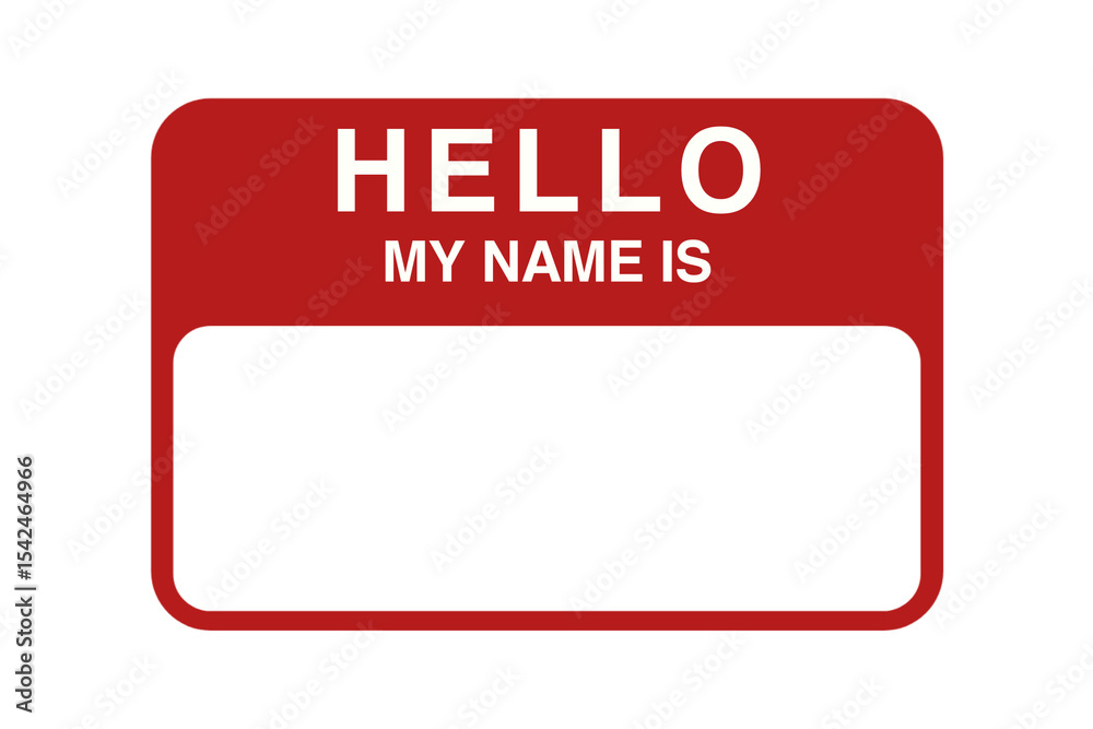 Hello my name is sticker tag. Sticker name tag isolated on transparent ...