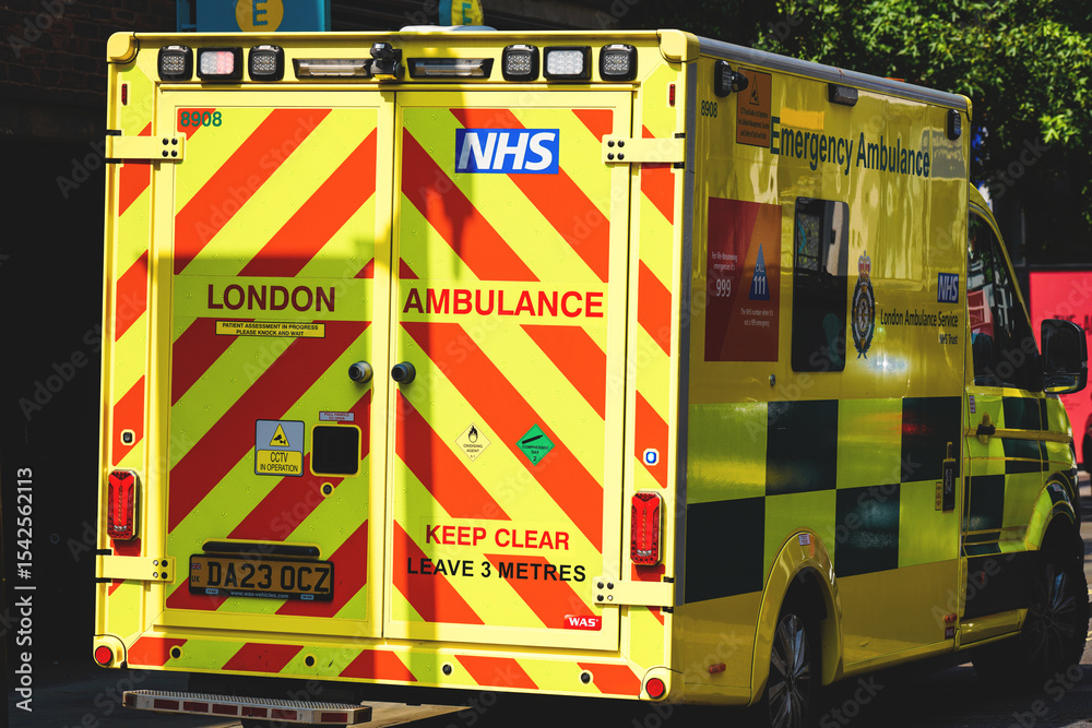 London Ambulance Service (LAS) Signage, NHS Trust Emergency Vehicle ...