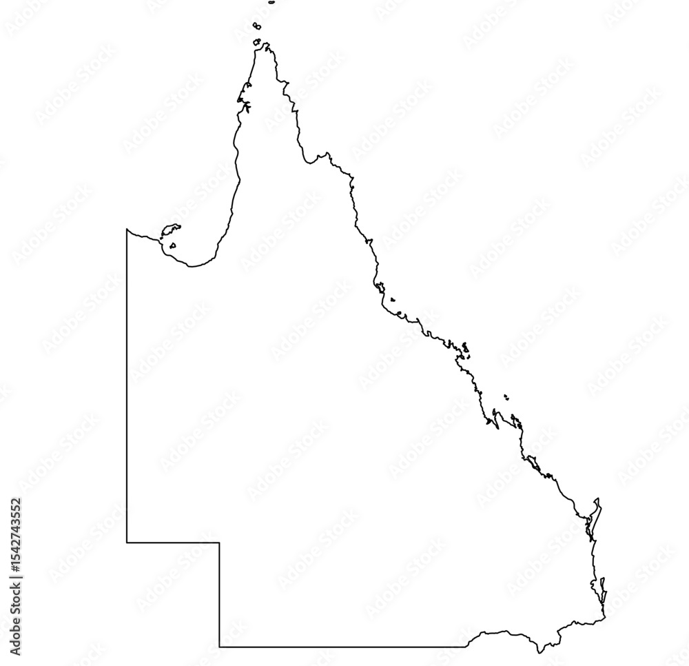 Queensland Outline Map Vector – Australian State Design Stock Vector ...