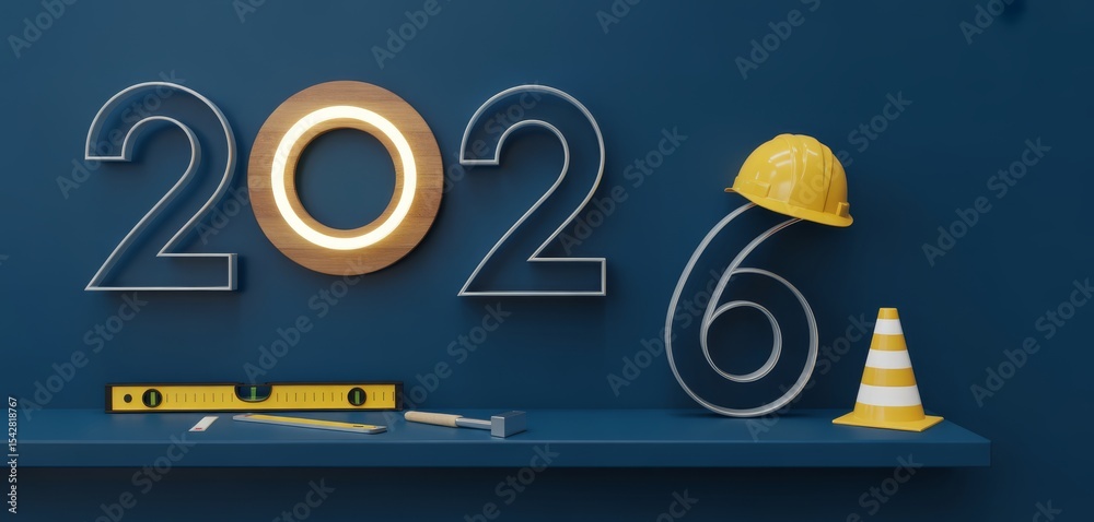 Construction Industry Strategy 2026 with Tools and Blue Background ...