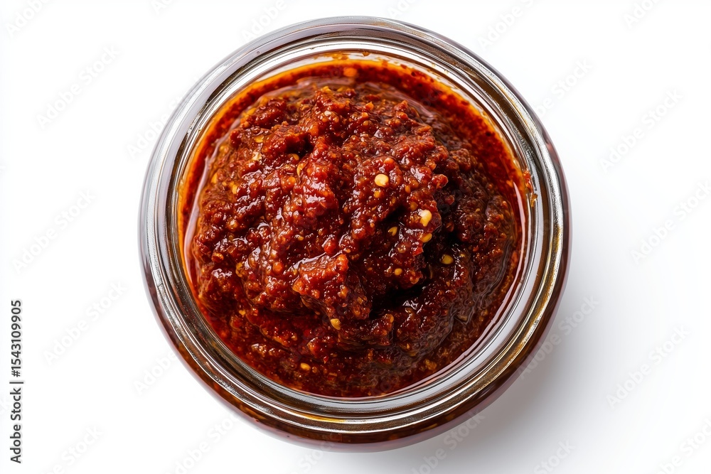 Gochujang paste jar with fermented red chili paste isolated on a clean ...