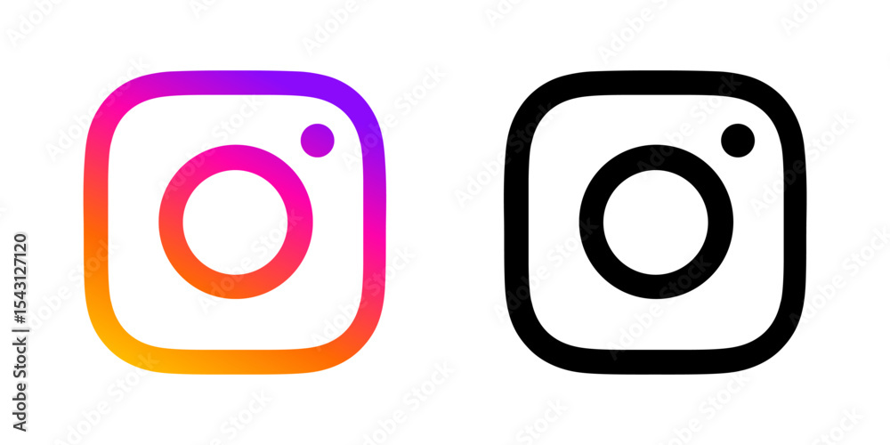 Vector illustration of Instagram icon set isolated on transparent ...
