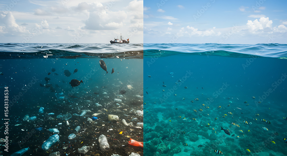 Ocean Pollution A Before & After Comparison Revealing the Impact of ...