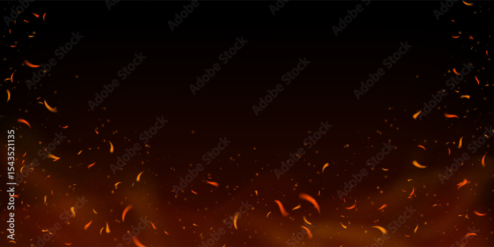 Fiery sparks and embers flying upward on dark background. Glowing flame ...