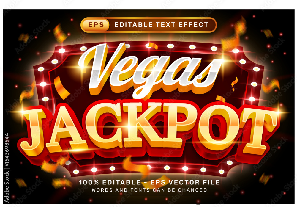 vegas jackpot 3d text effect and editable text effect with light ...