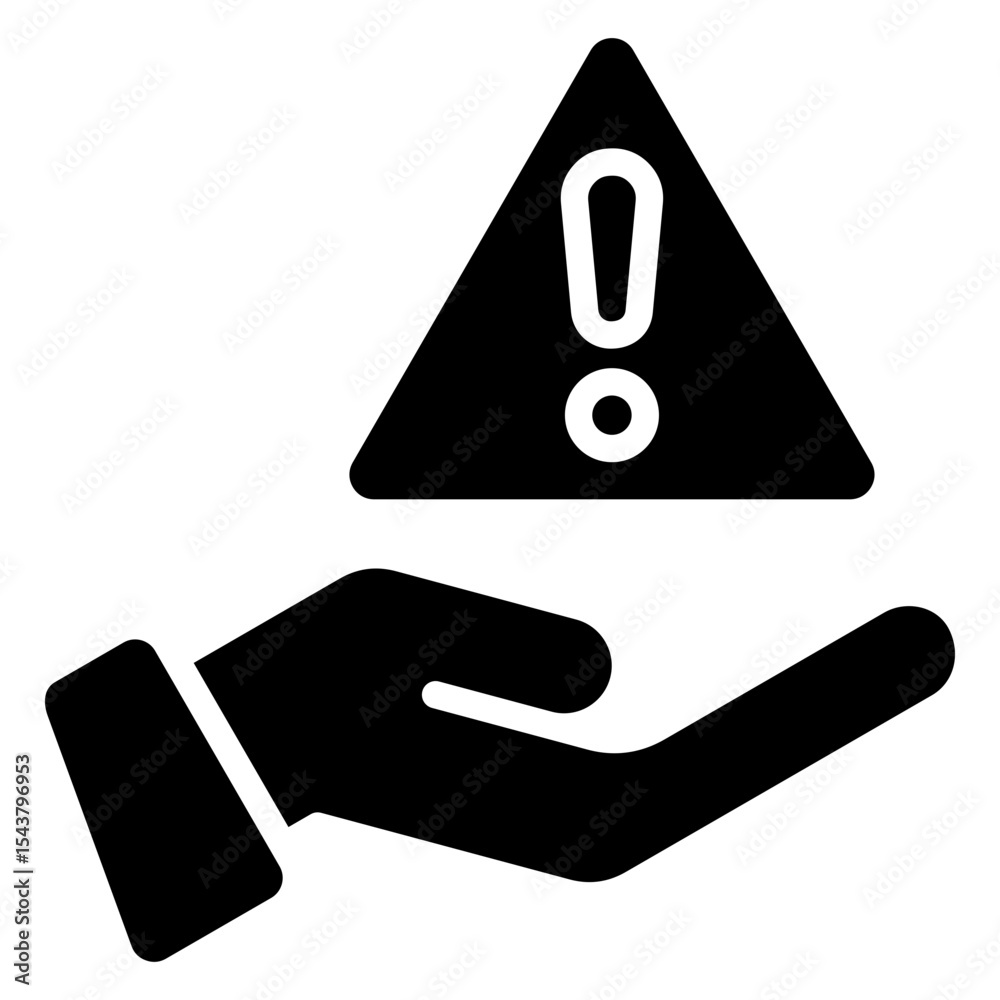 Risk Management - Glyph Black Fill Silhouette Icon - Hand holding ...
