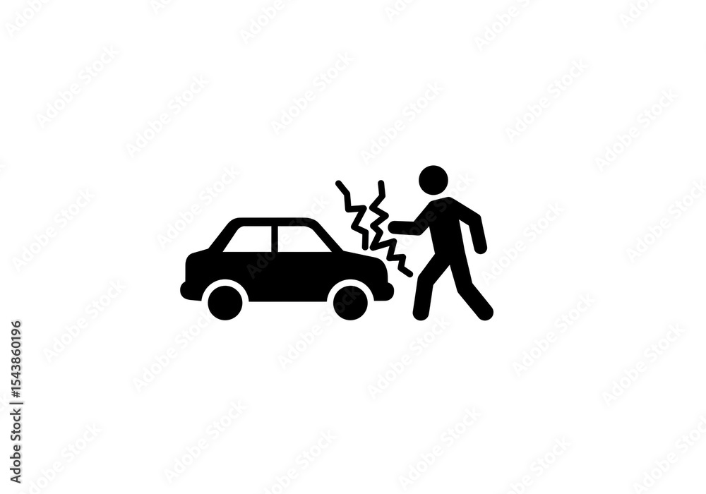 Stick figure hitting a car with lightning coming out of it in a black ...