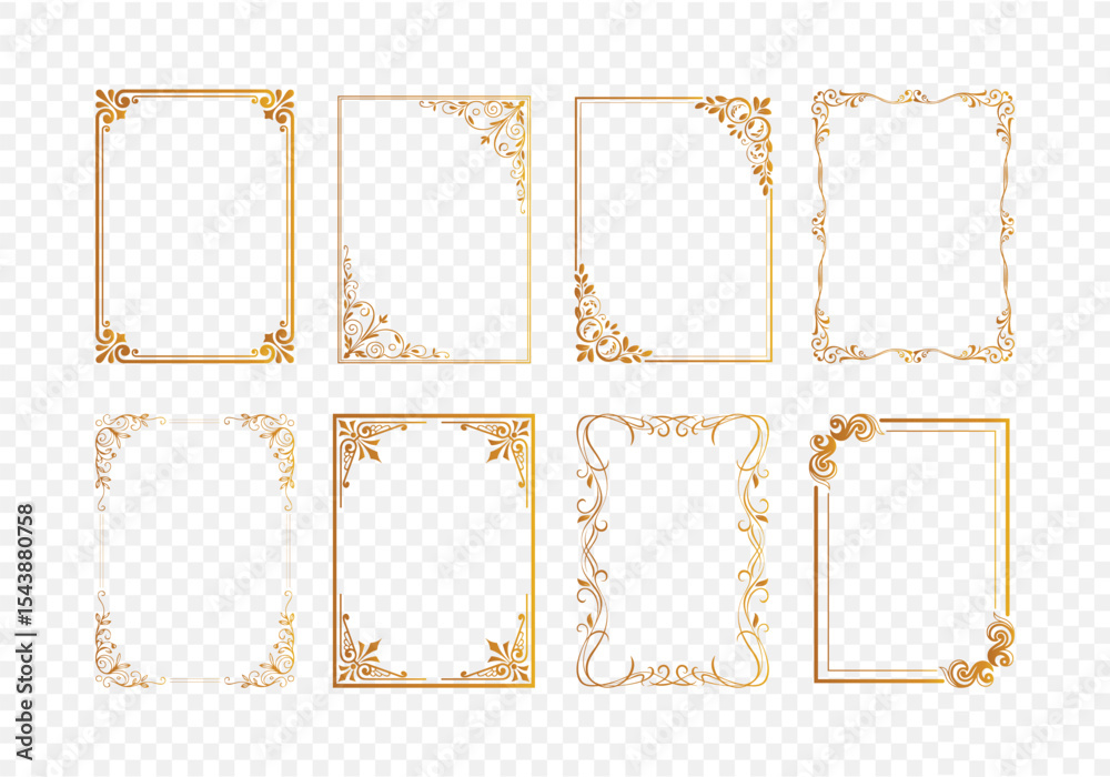 Set of Decorative vintage frames and borders set,Gold photo frame with ...