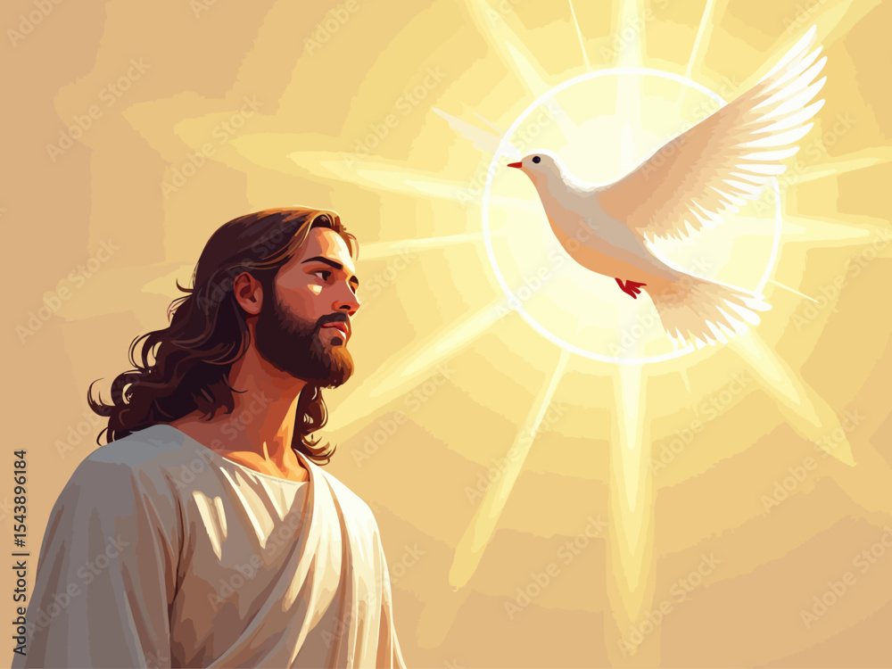 Jesus Christ and white dove as a symbol of the Holy Spirit Stock Vector ...