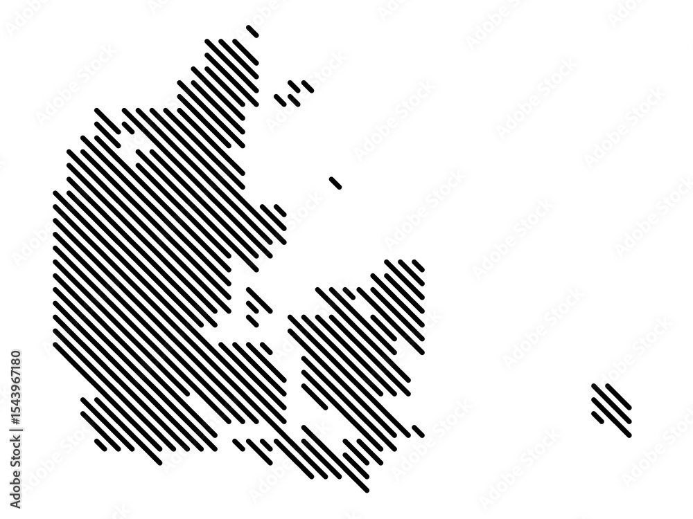 Top-Left Diagonal Lines Vector Map of Denmark Small Stock Illustration ...
