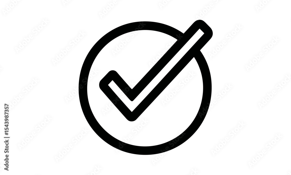 check mark icon, tick symbol black, vector illustration, approval sign ...