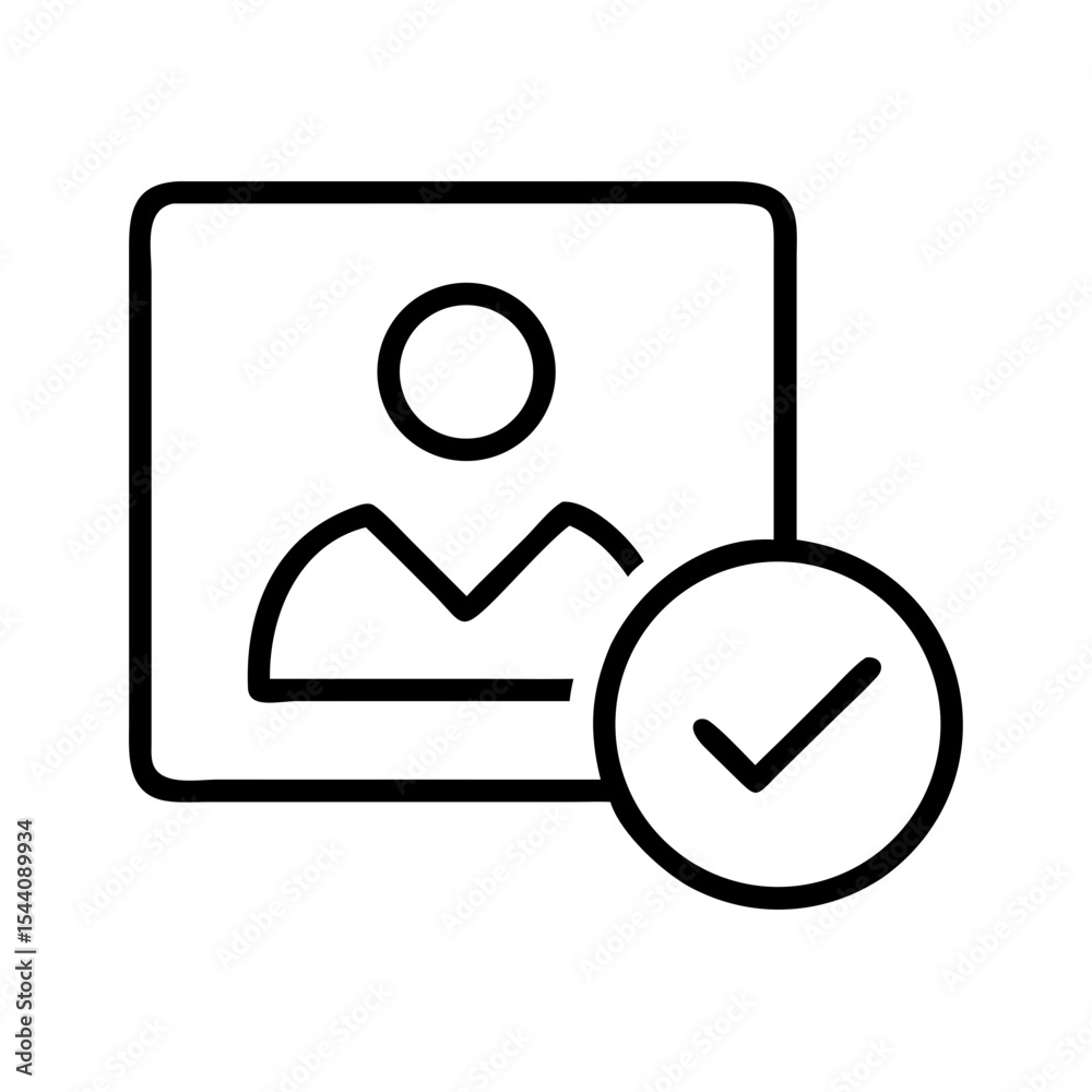 Profile picture with check mark icon for user account verification and ...