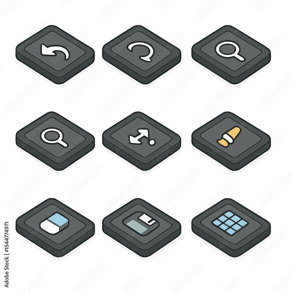 Tablet Shortcut Icons. Isometric Flat icon set of shortcut keys for ...