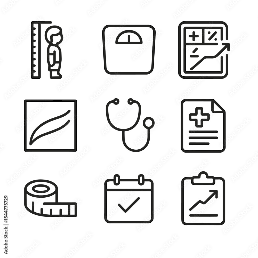 Image vectorielle Stock Growth Monitoring Icons. Outline icon set of ...