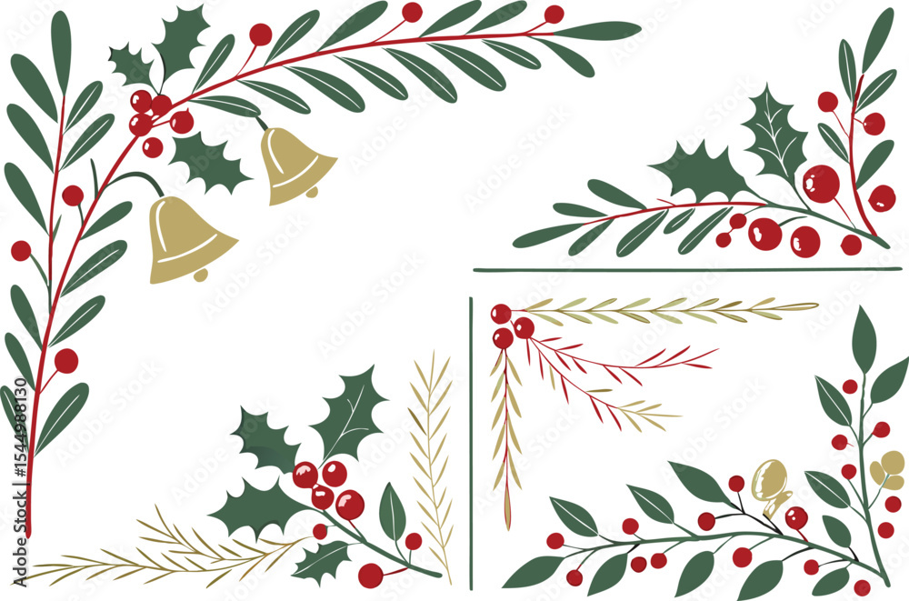 Christmas border design collection with festive seasonal elements ...
