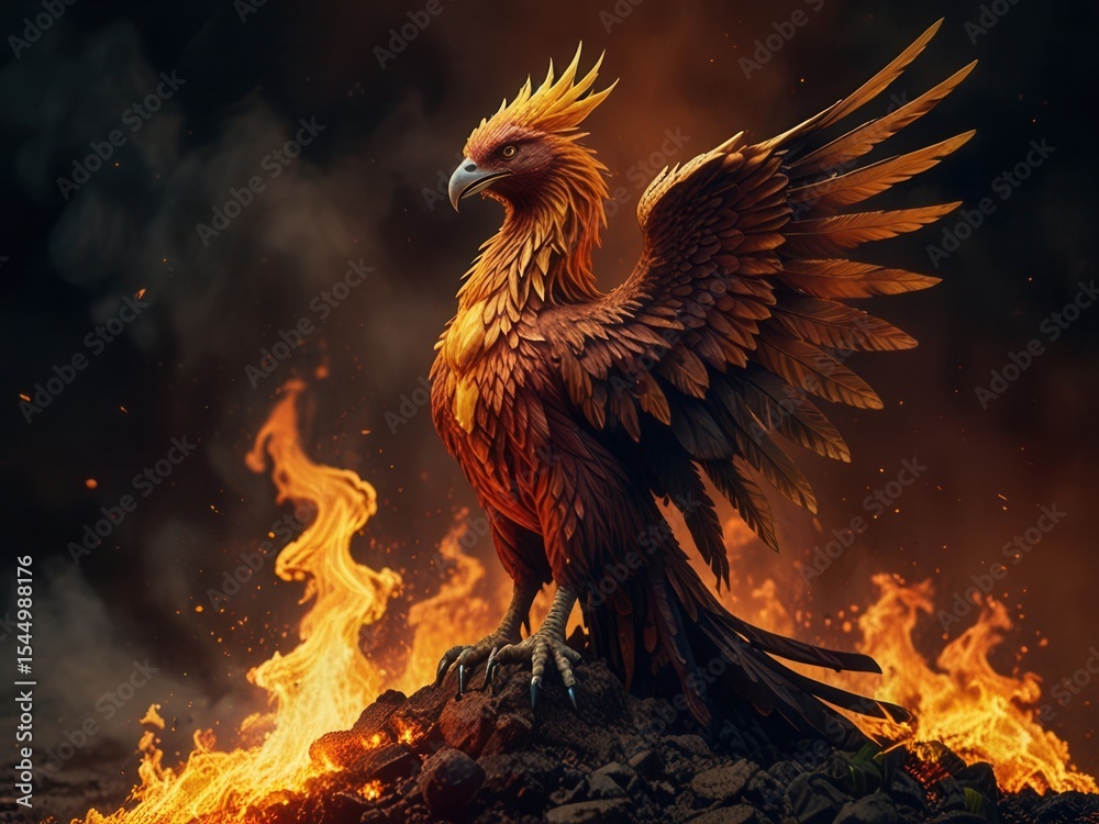 Phoenix, The Symbol of Rebirth, myth and mythology Stock Photo | Adobe ...
