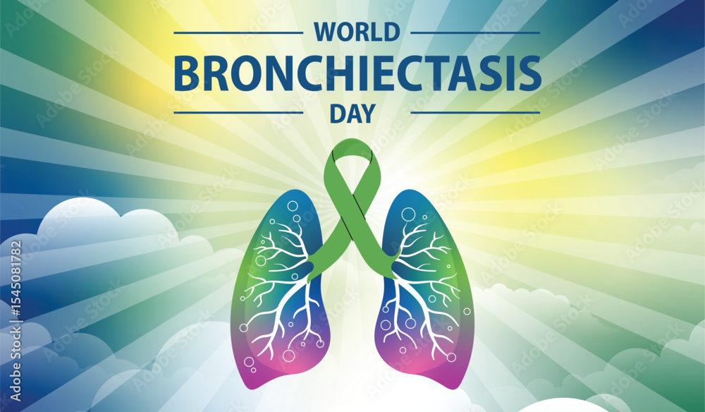 World Bronchiectasis Day, lung symbol and awareness message ...