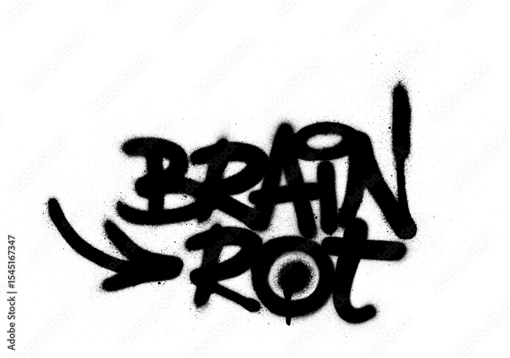 Graffiti brainrot text sprayed in black over white Stock Vector | Adobe ...