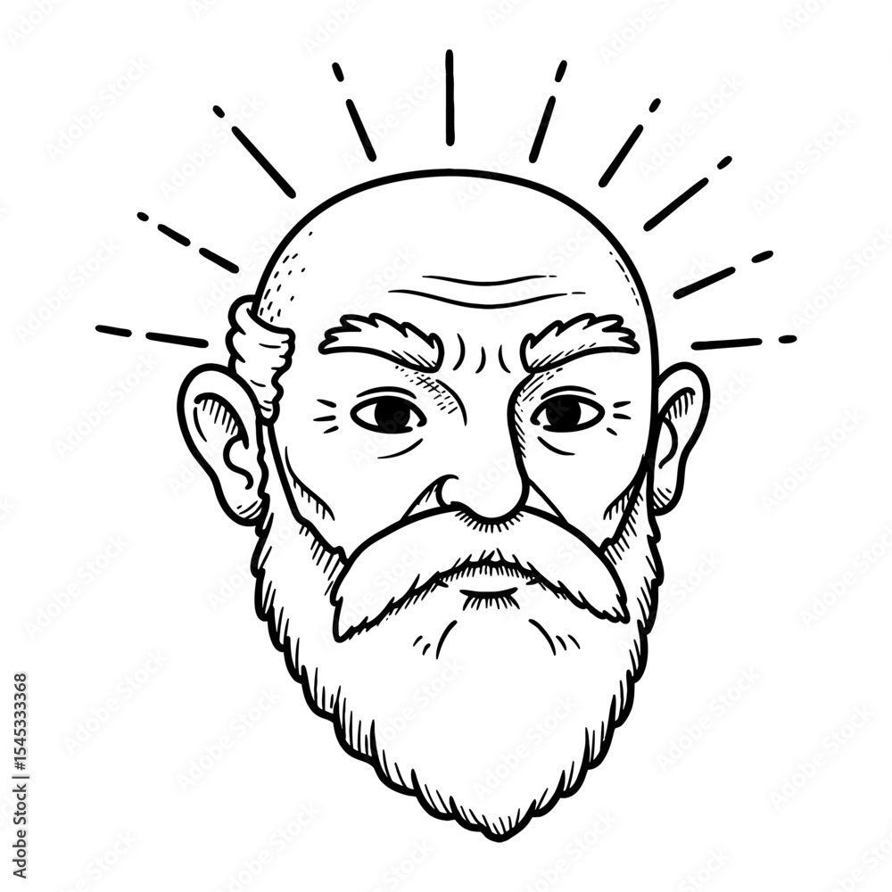 Stock-Vektorgrafik „Cute Cartoony Bald Grandpa Head with White Beard ...