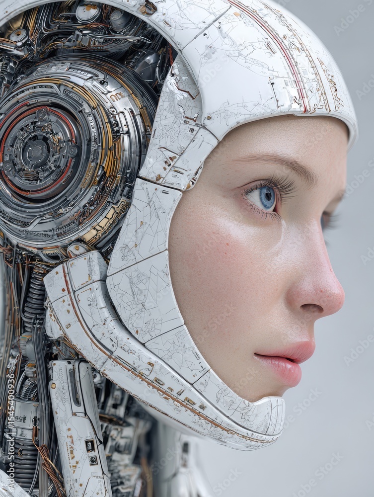 Beautiful female robot with artificial intelligence. Stock Photo ...