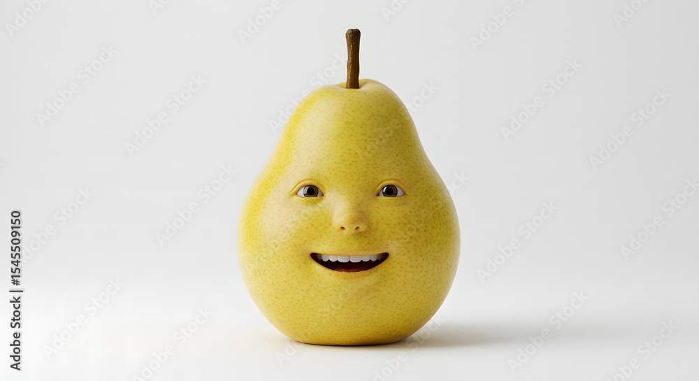 Funny Pear with Human Face Isolated on White Background Playful Fruit ...