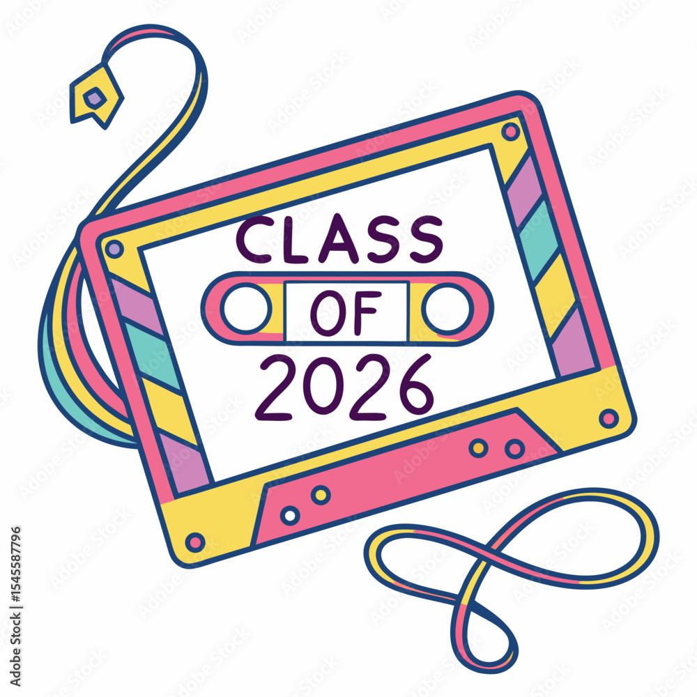 Class of 2026 retro cassette tape graduation design Stock Vector ...