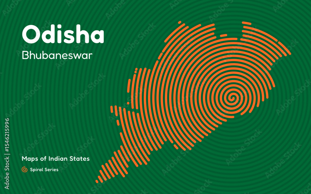 Spiral Abstract Map of Odisha with Capital Bhubaneswar – Mining Region ...