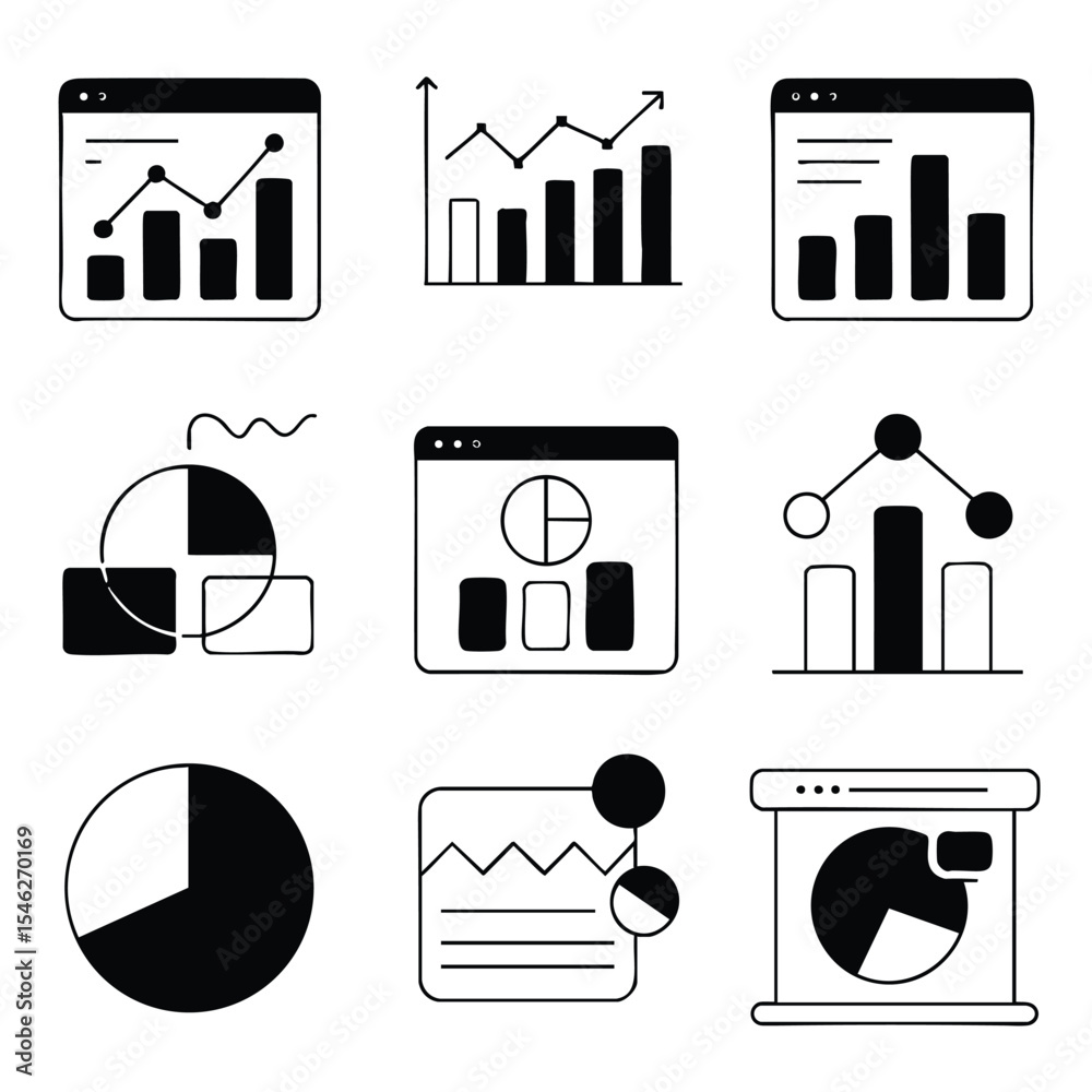 Data Visualization Icons: Charts, Graphs, & Pie Charts for Web Design の ...