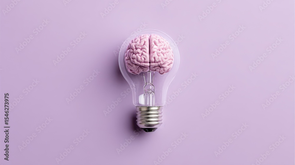 Ultra quality image of light bulb with human brain model inside on ...