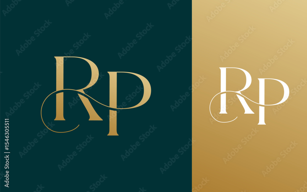 Vetor Initial letter RP PR logo design vector illustration for couple ...