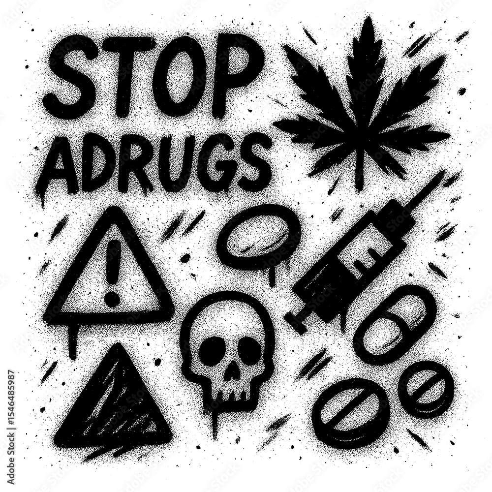 Anti Drugs and Addiction Icons - Spray Paint Graffiti Symbols with ...