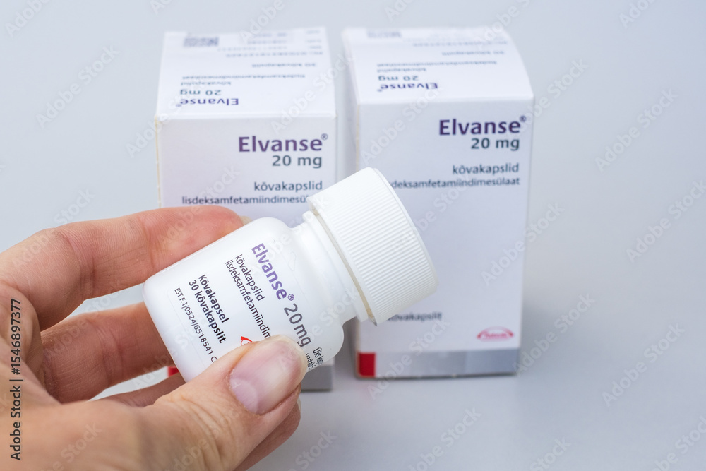 Tallinn, Estonia - June 22, 2025: Elvanse contains lisdexamfetamine ...