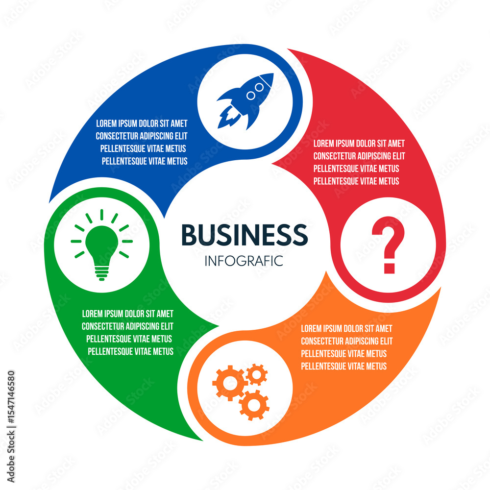 4 steps circle round arrows, cycle diagram inforgaphic, report or ...