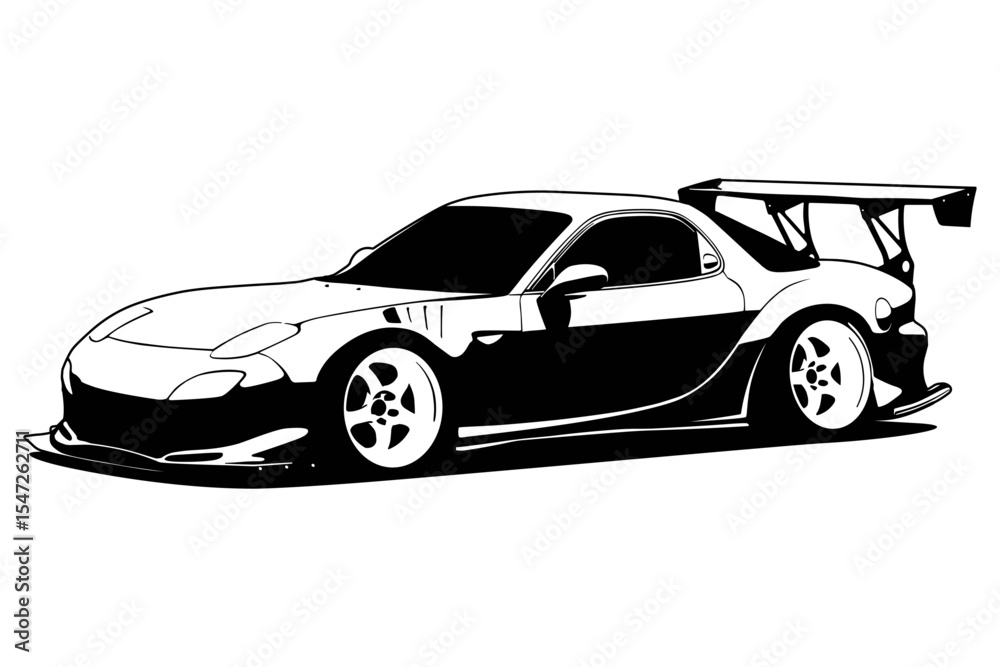 JDM Oldschool Drift Car Coupe Outline Design for Coloring Book for Kids ...