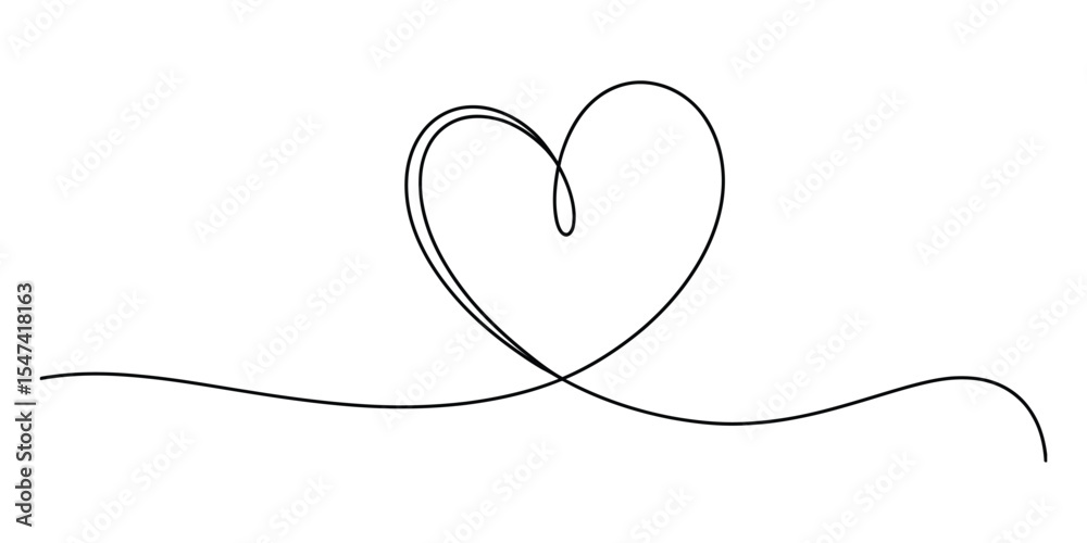 Minimalist continuous line heart drawing with elegant flowing curves ...