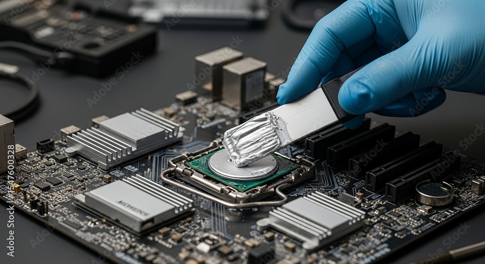 Applying Thermal Paste to a Computer Processor Stock Photo | Adobe Stock
