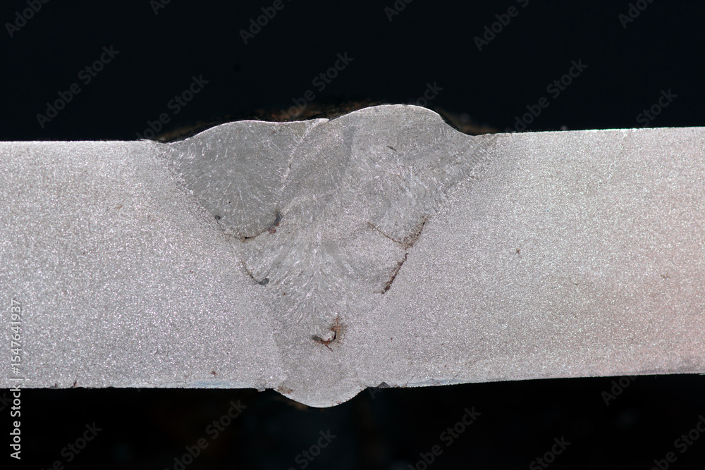 Weld macroetch sample. Cross-section reveals fusion zone, HAZ ...