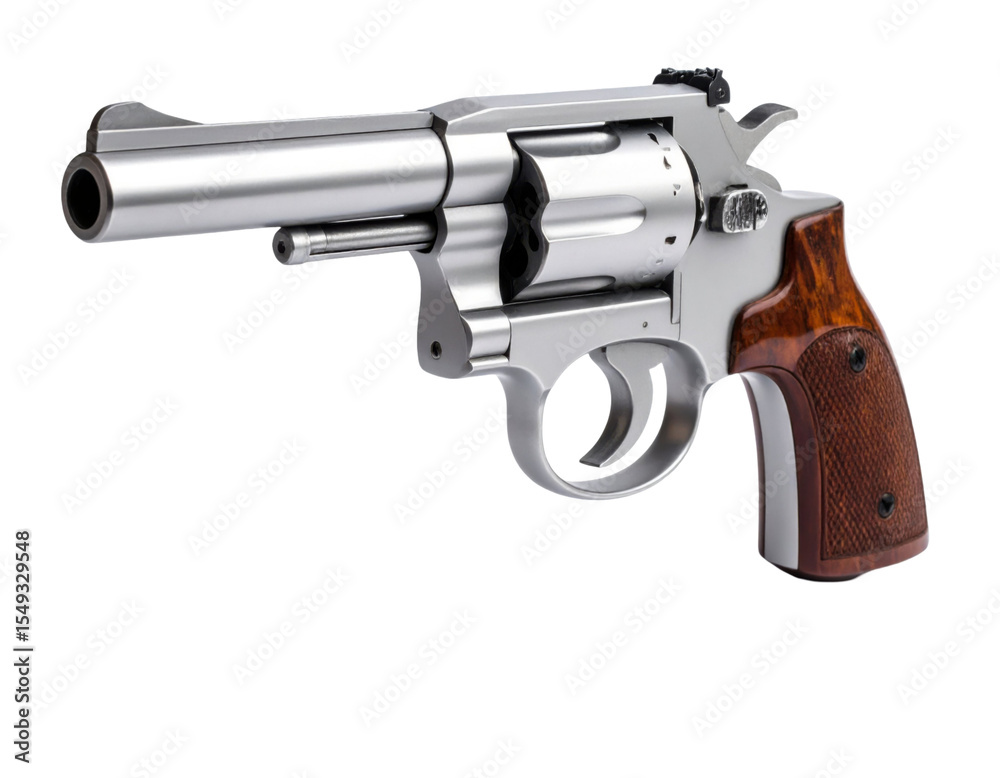 Old Silver Revolver Vintage Gun isolated on white background Stock ...