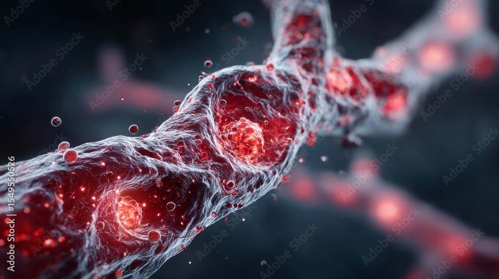 Stock-Illustration „Microscopic View: Red Blood Cell Movement Through ...