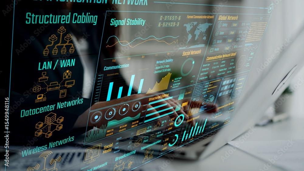 Fotografie Data center monitoring dashboard visualize network ...