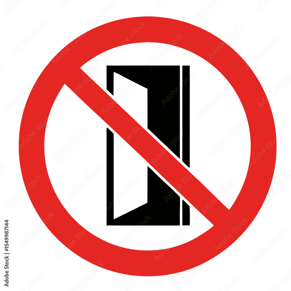 Prohibited Door Symbol with Red Circle for Safety Signage, Awareness ...