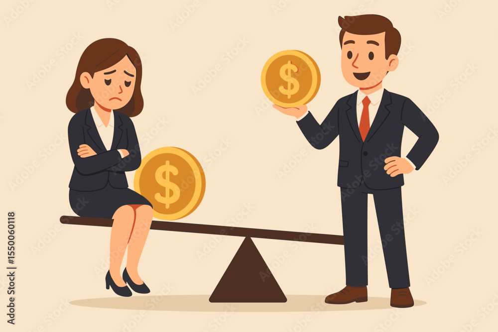 Praca wektorowa bez tantiem: Gender pay gap workplace inequality ...