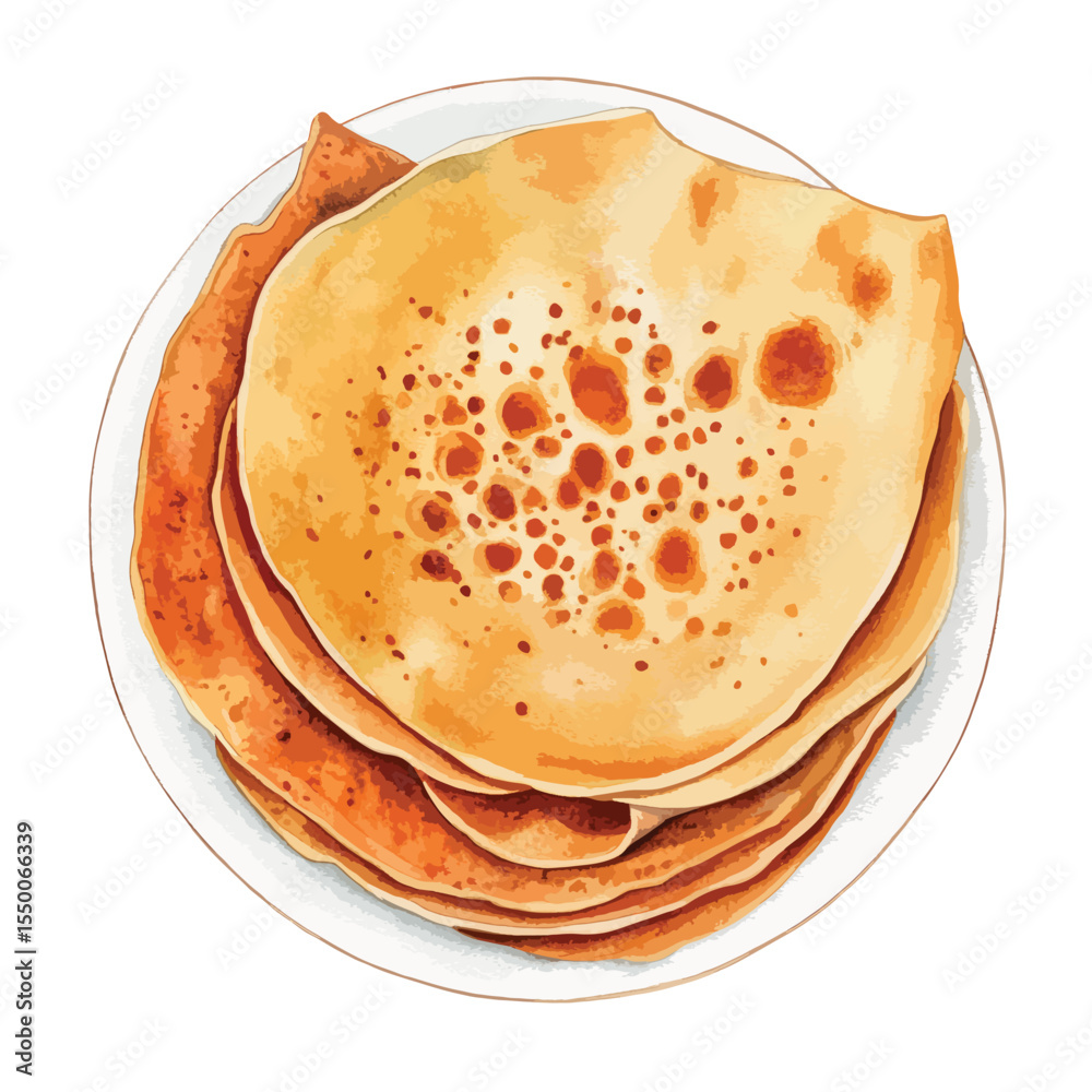 watercolor illustration of Injera clipart isolated Stock Vector | Adobe ...