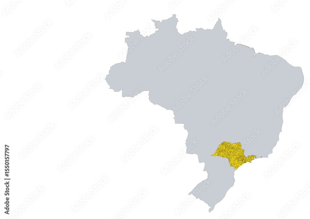 Mapa de los municipios del estado de São Paulo en Brasil Stock ...