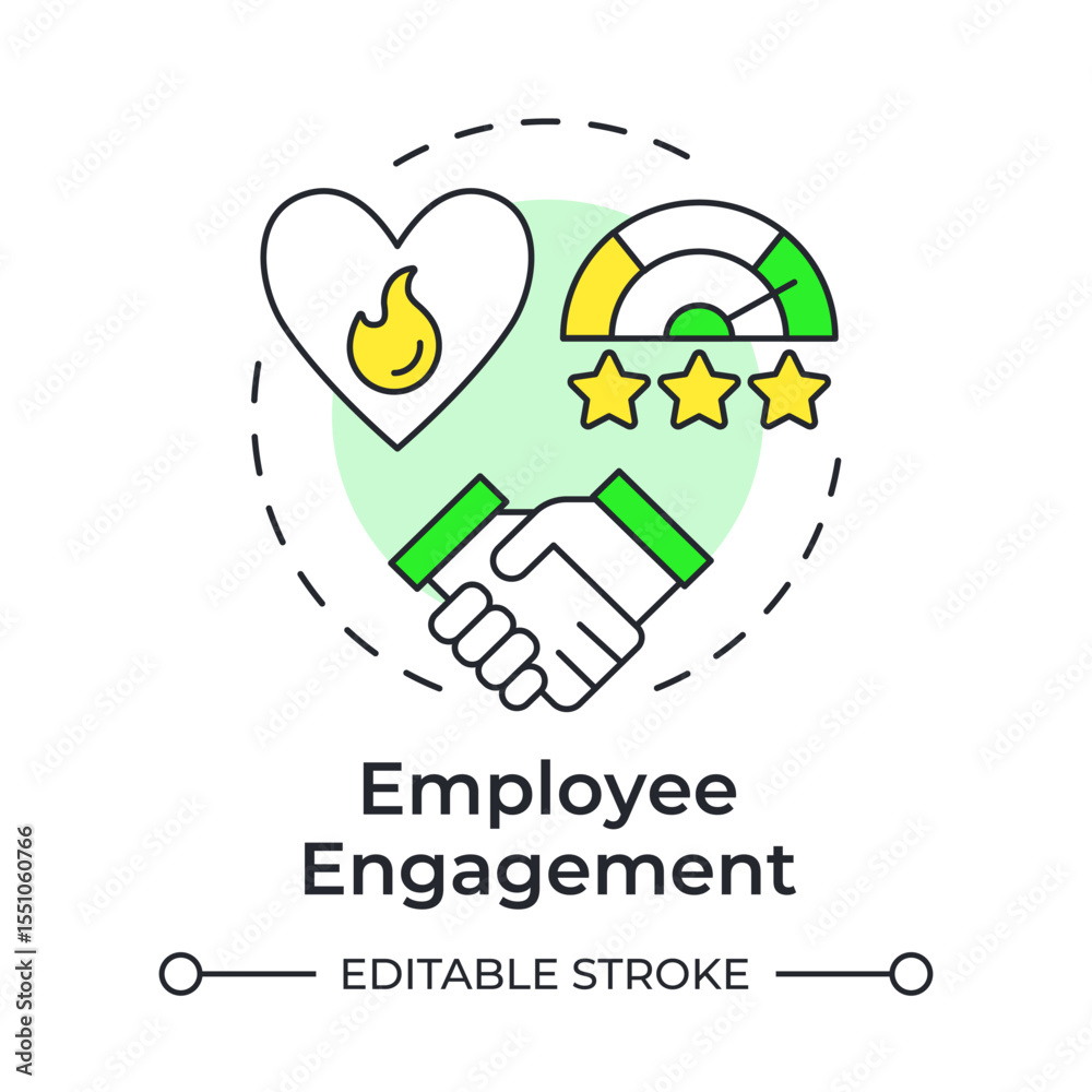 Employee engagement multi color concept icon. Efficiency meter ...