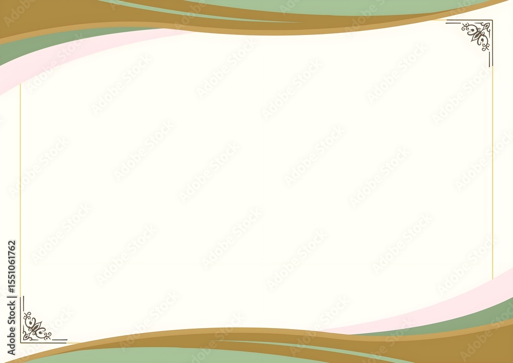 Elegant Certificate Border Design Gold, Green, and Pink Swirls Stock ...